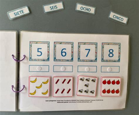 Material manipulativo tipo TEACCH para aprender a asociar los números