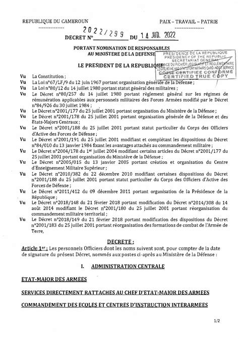 D Cret N Du Juillet Portant Nomination De Responsables