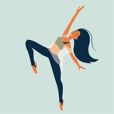 Young Girl Dancing Modern Dance Dancer In Graceful Pose Female Character In Cartoon Style Vector