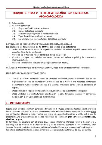TEMA 2 EL RELIEVE ESPANOL Pdf