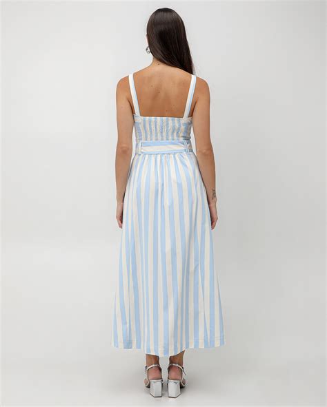 Riachuelo Vestido Midi Reto Cinto Listrado Bege AK By Riachuelo