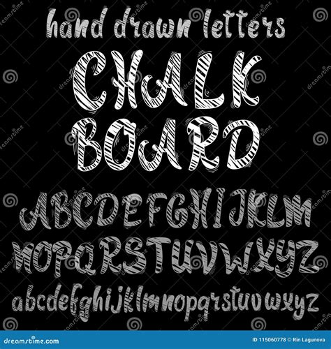 Chalk Hand Drawn Alphabet Vector Font Stock Vector Illustration Of