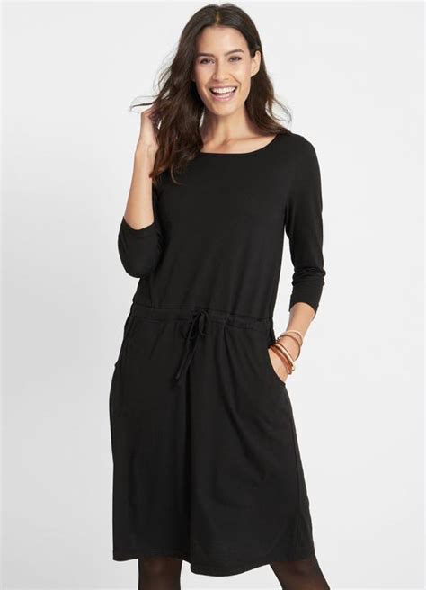 Vestido Bolsos Mangas 7 8 Preta Bonprix