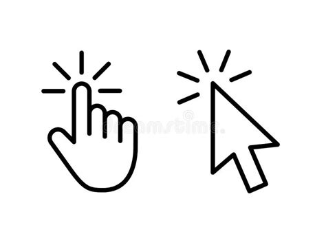 Computer Mouse Click Cursor Gray Arrow Icons Set And Loading Icon