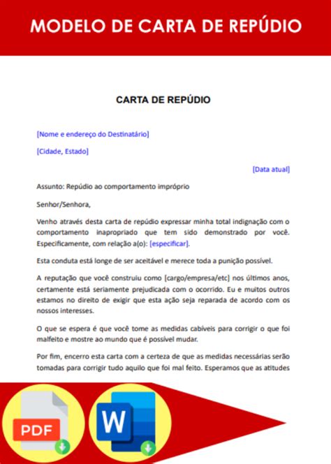 Modelo de Carta de Repúdio Formato Word