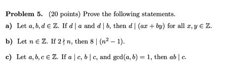 solved problem 5 20 points please prove the following