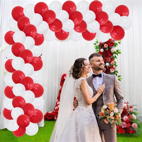Kit De Arco De Guirnalda De Globos Rojos Y Blancos Globos Blancos