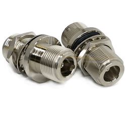 N Female Blkhd To N Female Sealed Hermetic Adapter Nickel