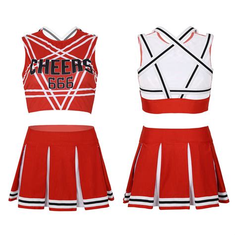 Women Sexy Cheerleader Cosplay Uniform Fancy Dress Outfit Crop Top And Skirt Set Ebay