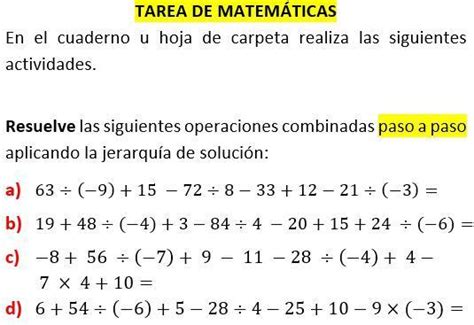 Resuelve Las Siguientes Operaciones Combinadas Paso A Paso Aplicando La