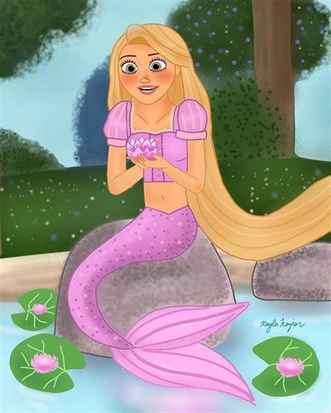 Rapunzel Mermaid By Kayla Frazier Midnightfirefliesart Mermay Mermay2019 Disney