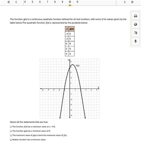 solved plz help me with this the function gx is continuous quadratic function defined for all
