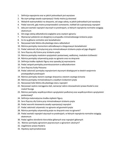 Egzamin 2023 24 Definicja naprężenia oraz w jakich jednostkach jest