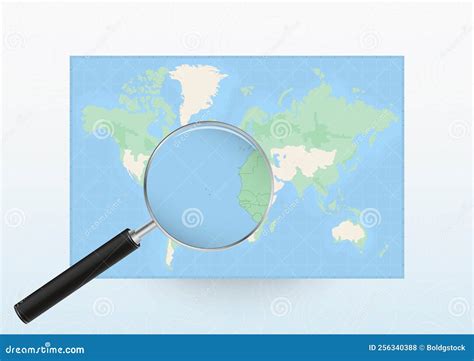 Mapa Del Mundo Con Una Lupa Destinada A La Capa Verde Verde De La Capa