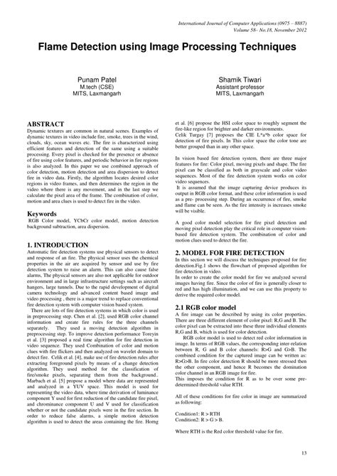 pdf flame detection using image processing techniques
