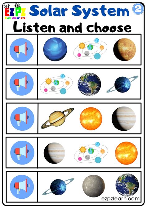 Solar System Vocabulary Interactive Worksheet Listen And Choose The