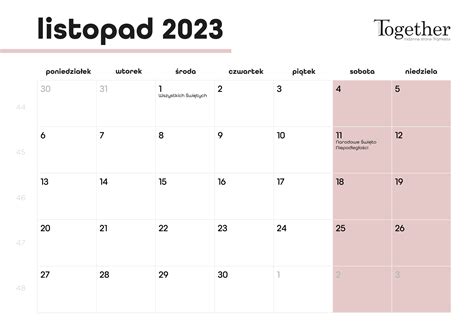 Kalendarz 2023 Do Druku Pdf Listopad Image To U