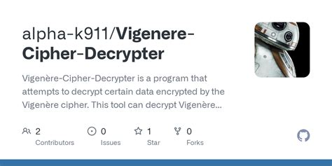 GitHub alpha k911 Vigenere Cipher Decrypter Vigenère Cipher