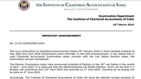 CA May 2024 Exam Dates Revised Schedule To Be Released Today Check
