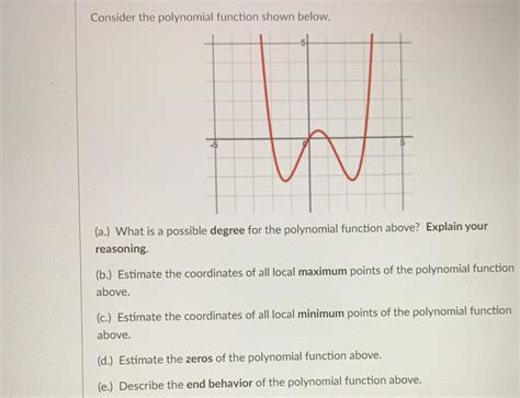 solved consider the polynomial function shown below a what is a possible degree for the