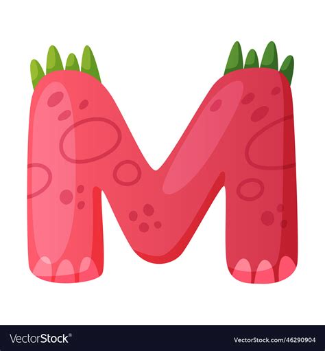 M Consonant Letter Dino Font Dinosaur Alphabet Vector Image