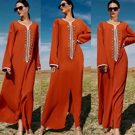 Robe De Soir E Longue Marocaine Pour Femmes Musulmanes Abaya De Duba