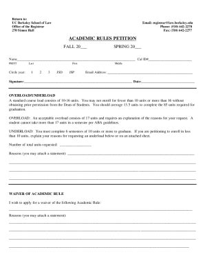Fillable Online ACADEMIC RULES PETITION Fax Email Print PdfFiller