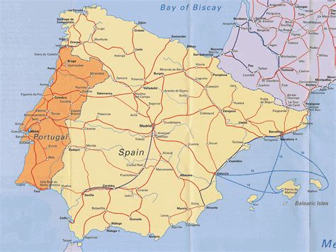 Road Map Of Portugal And Spain Portugal And Spain Road Map Vidiani