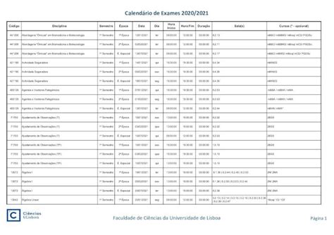 PDF Calendário de Exames 2020 2021 Calendário de Exames 2020 2021