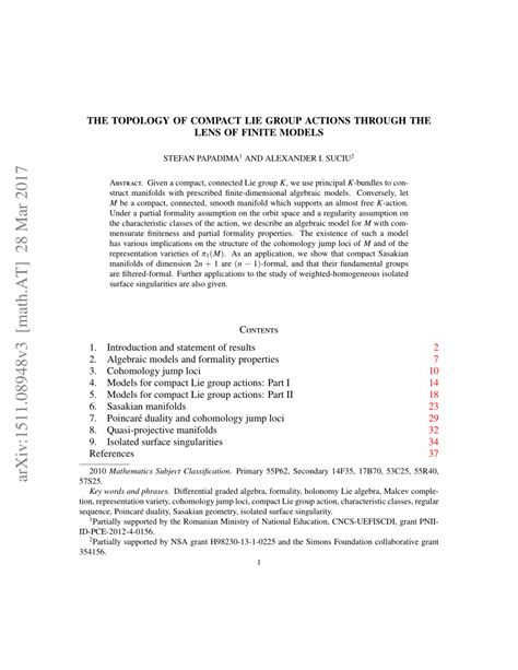 pdf the topology of compact lie group actions through the lens of finite models
