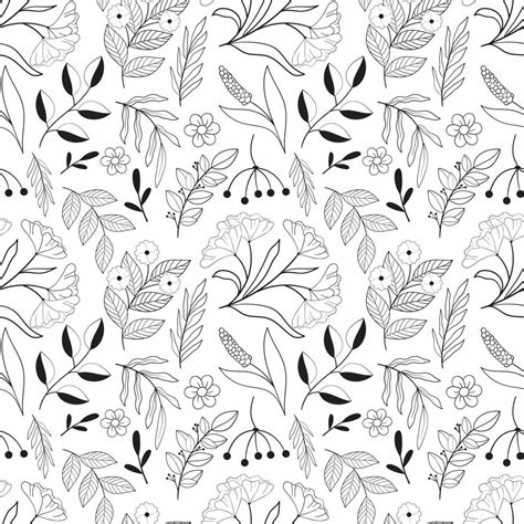 Floral Seamless Pattern In Black And White Line Style Doodle Flowers