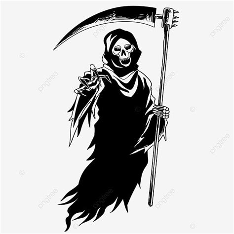 Grim Reaper White Transparent Grim Reaper And Sickle Halloween Black