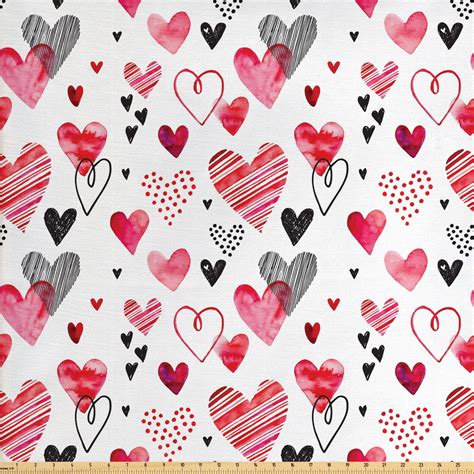 Valentine Fabric By The Yard Different Types Of Heart Shapes Romance