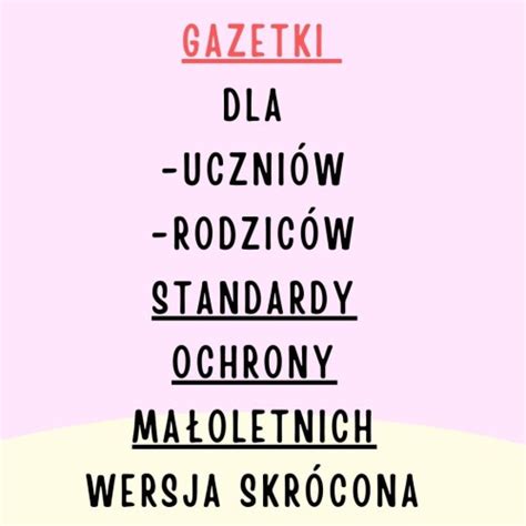 Gazetki szkoła STANDARDY OCHRONY MAŁOLETNICH PANI ANDZIA SZKOLENIA I