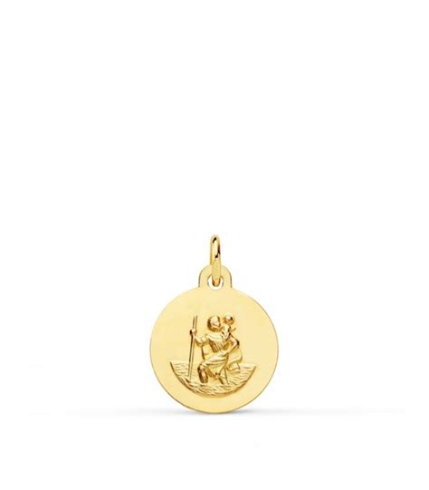 Medalla San Cristóbal Oro 18K 12mm Matizada Alda