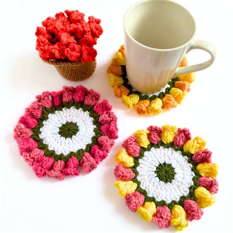 Flower Pot Coaster Set FREE Crochet Pattern Hygge Crochet Co