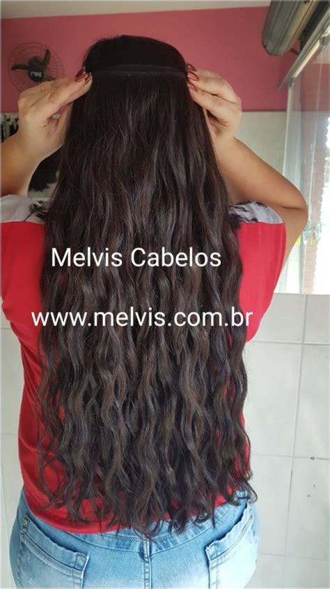 Aplique Tic Tac Cabelo Humano Castanho Ondulado 60cm 200Gr 5 Faixas