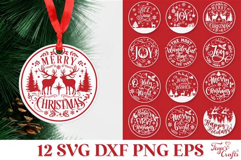Round Christmas Ornaments SVG Bundle Graphic By Anastasia Feya
