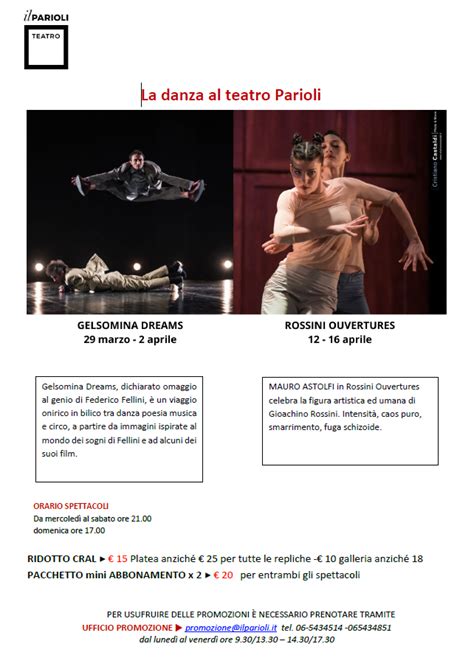 Arriva La Danza Al Teatro Parioli Nuovo Cral CONI