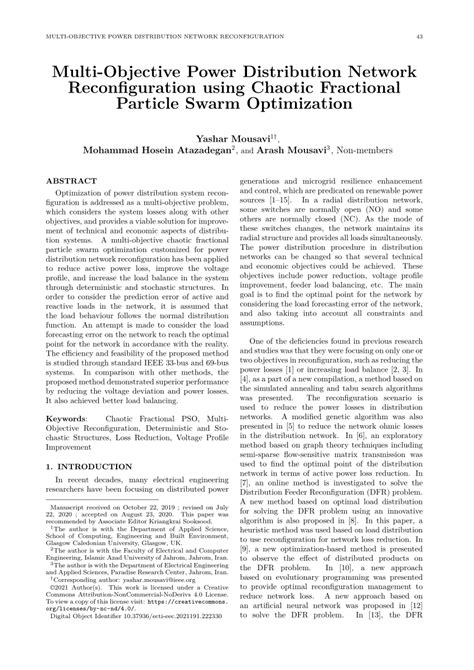 pdf multi objective power distribution network reconfiguration using chaotic fractional