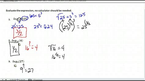 precalc a u6a1 evaluate logarithms without a calculator youtube
