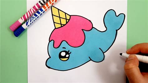 KAWAII EINHORN DELFIN MIT EIS SELBER MALEN DIY YouTube