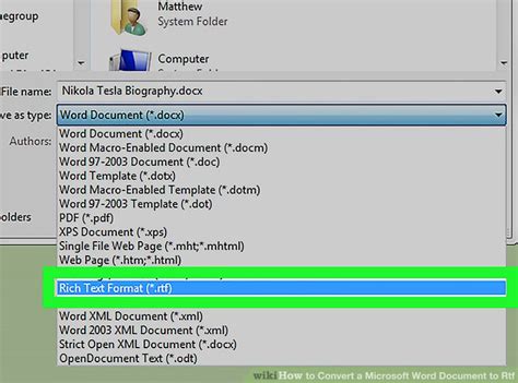 how to convert a microsoft word document to rtf 5 steps