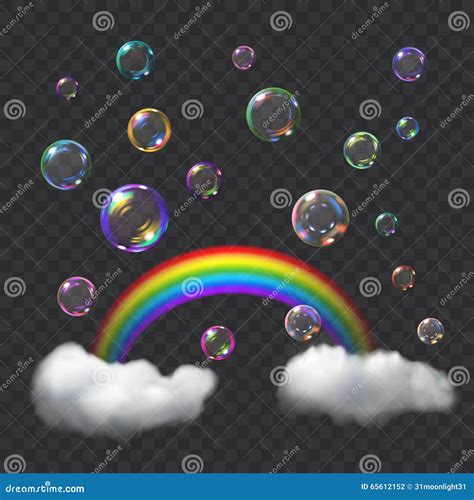 Bulles Arc En Ciel Et Nuages Multicolores De Savon Illustration De