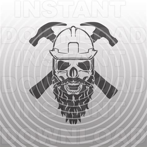 Crossed Pistons Mechanic Skull With Beard Svg File Car Racing Svg
