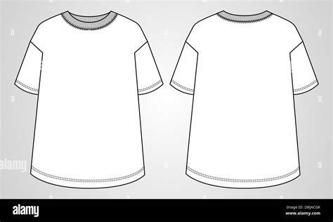 T Shirt Technical Sketch Fashion Template For Women S Vector Art