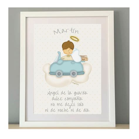 Cuadro infantil ángel de la guarda personalizado Baby shower Angel