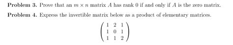 solved problem 3 prove that an m xn matrix a has rank 0 if