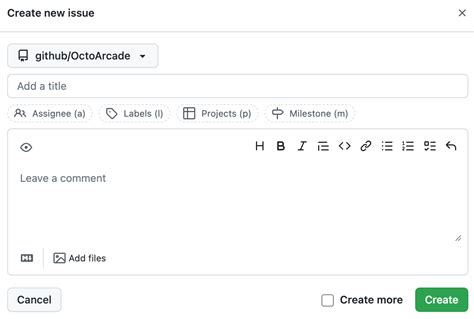 Creating An Issue GitHub Docs