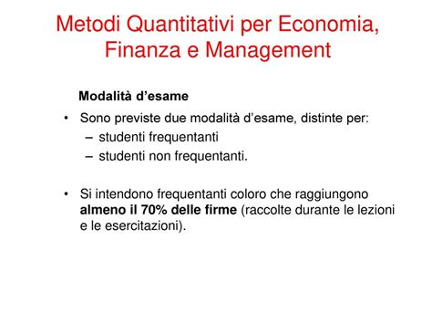 Metodi Quantitativi Per Economia Finanza E Management Lezione N1